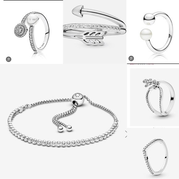 Pandora | Jewelry | Pandora Tennis Bracelet And Rings Set | Poshmark